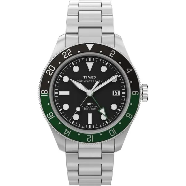 Timex® The Waterbury Heritage Gmt Automatic Bracelet Watch - Stainless Steel