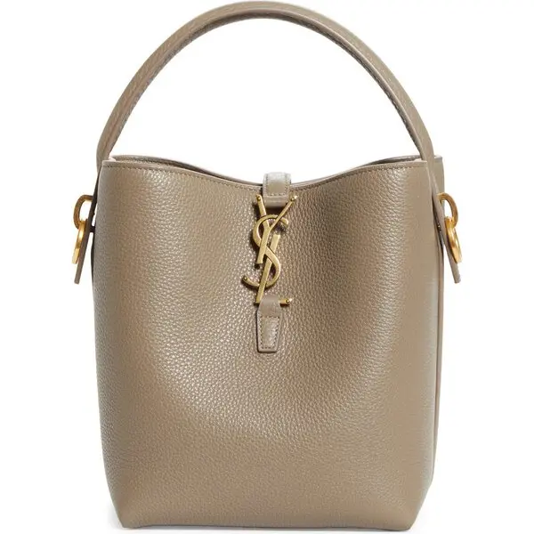 Saint Laurent Small Le 37 Leather Bucket Bag - Light Taupe