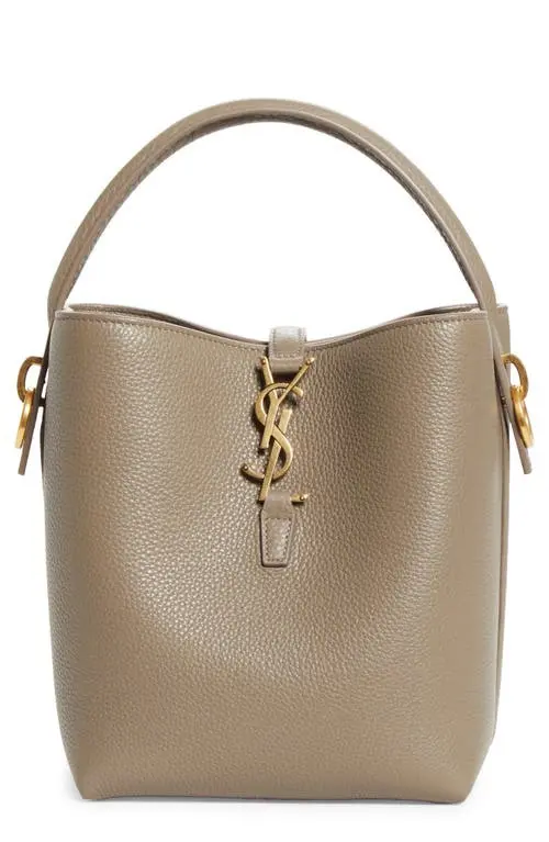 Saint Laurent Small Le 37 Leather Bucket Bag - Light Taupe