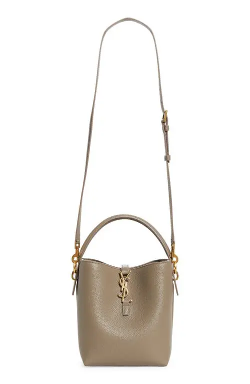 Saint Laurent Small Le 37 Leather Bucket Bag - Light Taupe