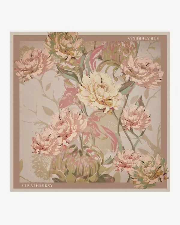 Strathberry Silk Square Scarf - Neutral