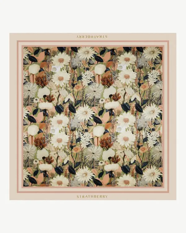 Strathberry Silk Square Scarf - Pink