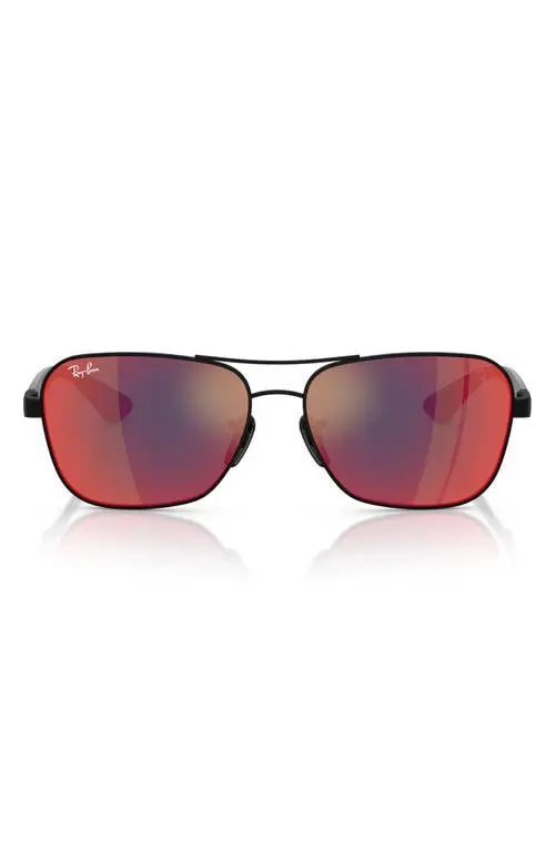 Ray-ban X Scuderia Ferrari 58mm Square Sunglasses - Matte Black/dark Grey