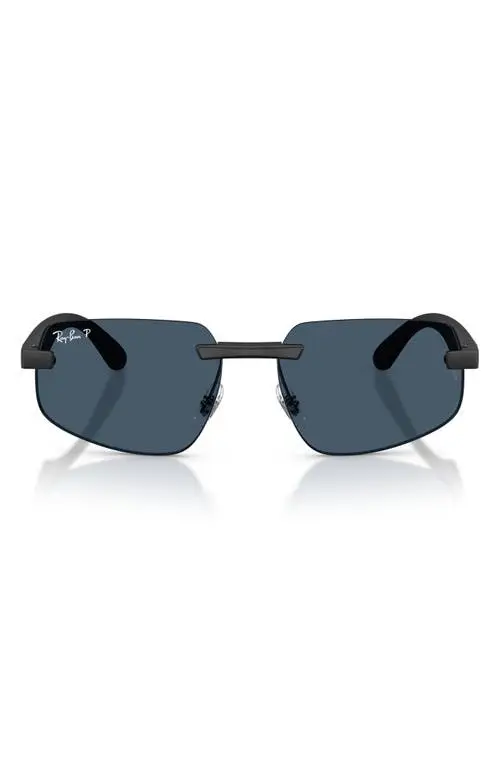 Ray-ban 60mm Polarized Irregular Sunglasses - Sand Black/polar Blue