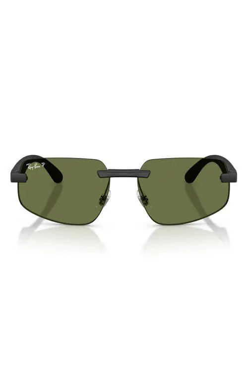 Ray-ban 60mm Polarized Irregular Sunglasses - Sand Black/polar Green