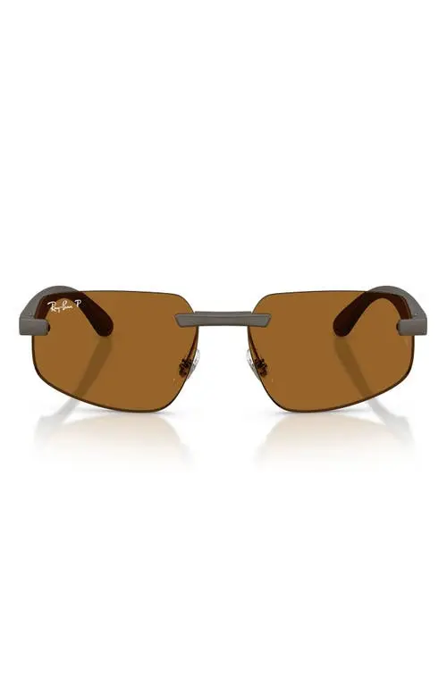 Ray-ban 60mm Polarized Irregular Sunglasses - Sand Brown/polar Bronze