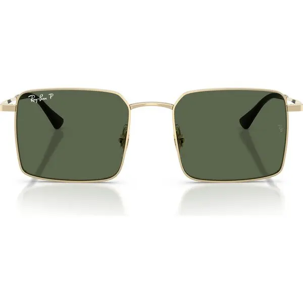 Ray-ban 53mm Oversize Polarized Square Sunglasses - Palegold/dark Green Polar