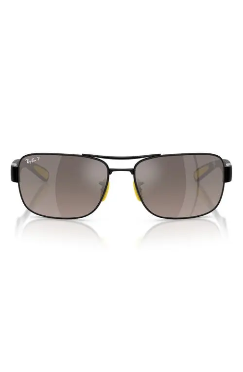 Ray-ban X Scuderia Ferrari 64mm Oversize Polarized Square Sunglasses - Black/grey