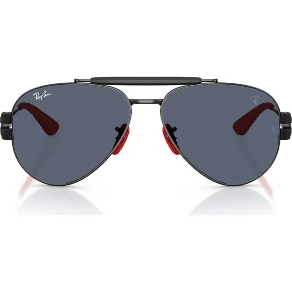 Ray-ban X Scuderia Ferrari 58mm Phantos Pilot Sunglasses - Black/dark Grey