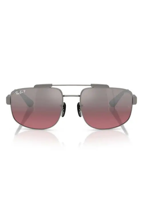 Ray-ban 58mm Ferrari Polarized Square Sunglasses - Gunmetal/wine