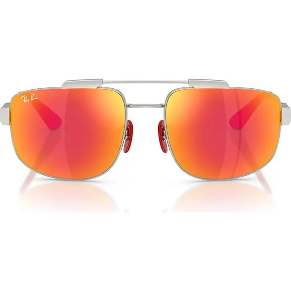 Ray-ban 58mm Ferrari Square Sunglasses - Silver/grey Mirror Red