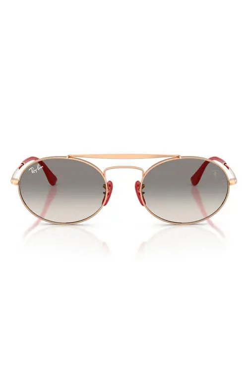 Ray-ban X Scuderia Ferrari 54mm Oval Sunglasses - Rose Gold/clear Grey