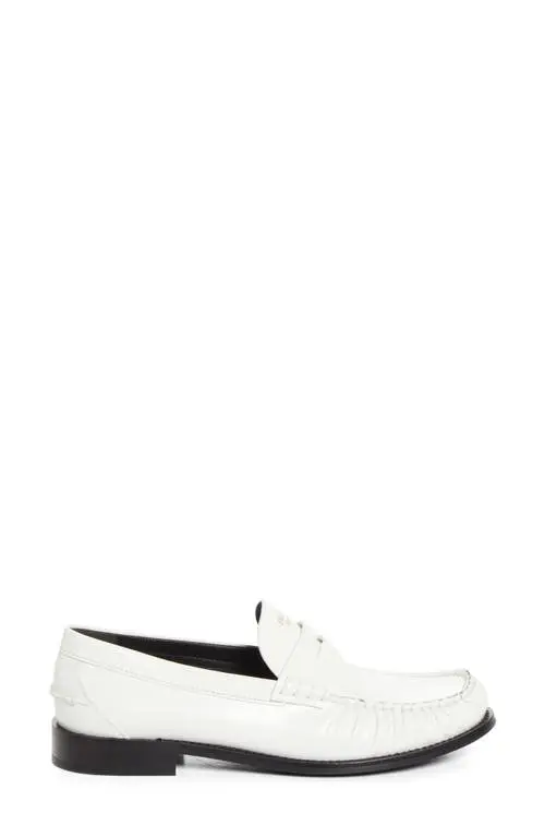 Prada Ruched Moc Toe Penny Loafers - Bianco