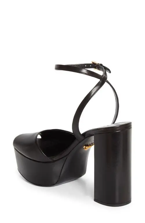 Prada Peep Toe Platform Sandal - Nero