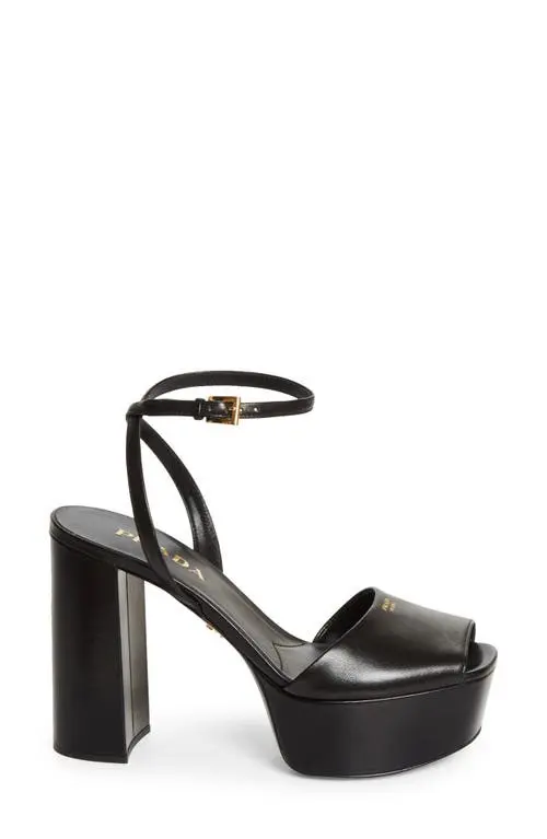 Prada Peep Toe Platform Sandal - Nero