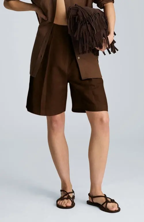 KENNETH COLE Pleated High Waist Bermuda Shorts