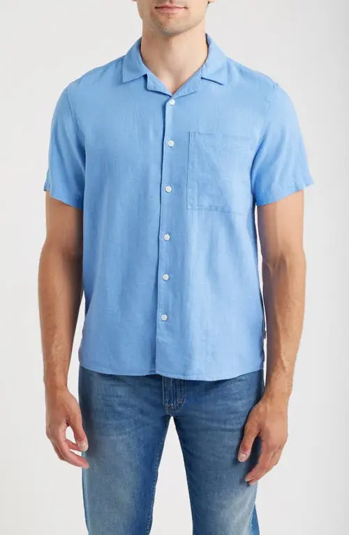 !SOLID Allan Solid Linen Blend Camp Shirt - Blue Bonnet