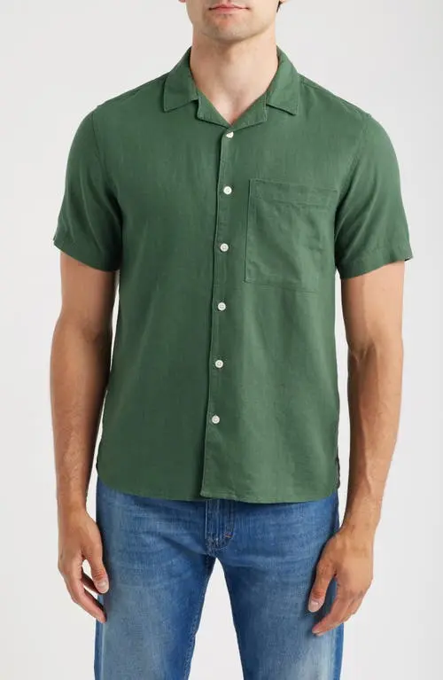 !SOLID Allan Solid Linen Blend Camp Shirt - Cilantro