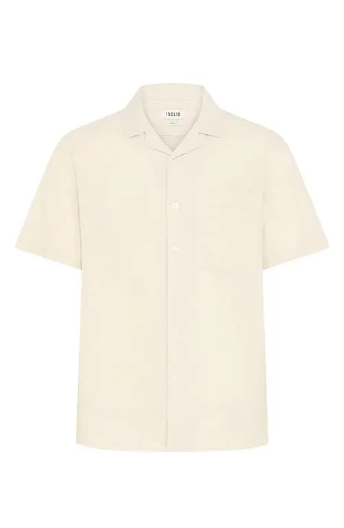 !SOLID Allan Solid Linen Blend Camp Shirt - Oatmeal