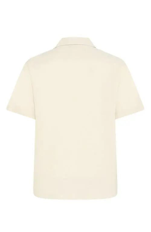 !SOLID Allan Solid Linen Blend Camp Shirt - Oatmeal