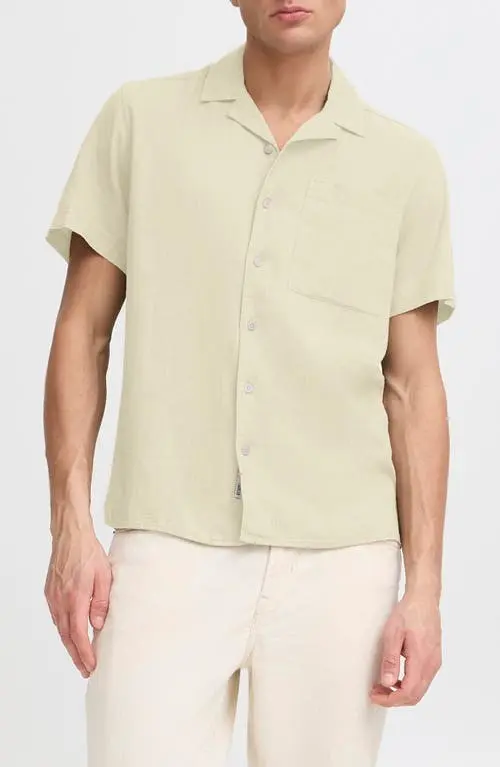 !SOLID Allan Solid Linen Blend Camp Shirt - Oatmeal