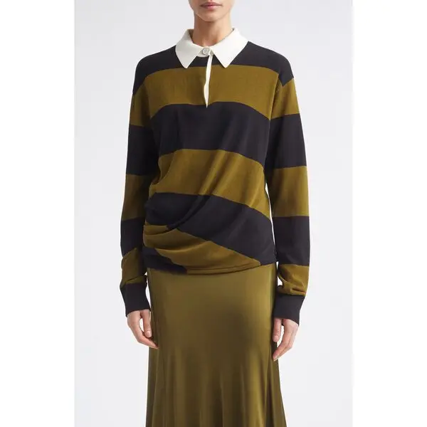 Proenza Schouler Striped Ruched Cotton Rugby Shirt