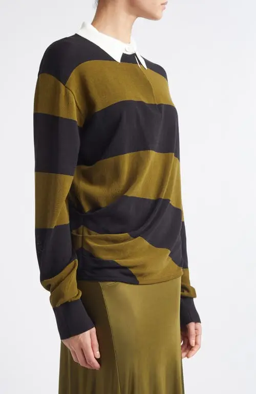 Proenza Schouler Striped Ruched Cotton Rugby Shirt