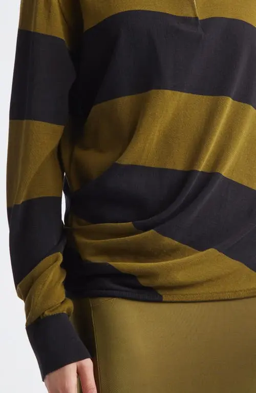 Proenza Schouler Striped Ruched Cotton Rugby Shirt