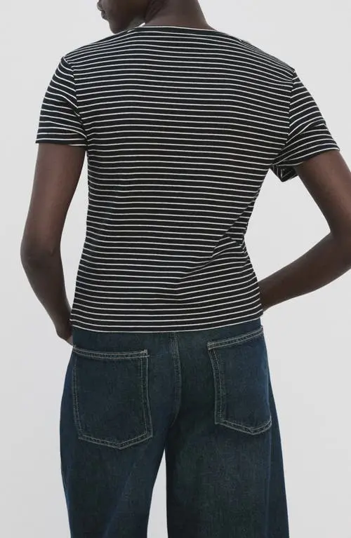 Mango Striped T-shirt With Bow Embellishments