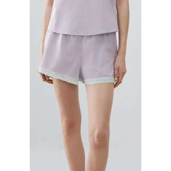 Mango Cotton Pajama Shorts - Lilac