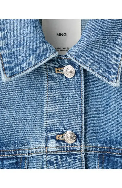Mango Oversize Cropped Denim Jacket With Spread Collar