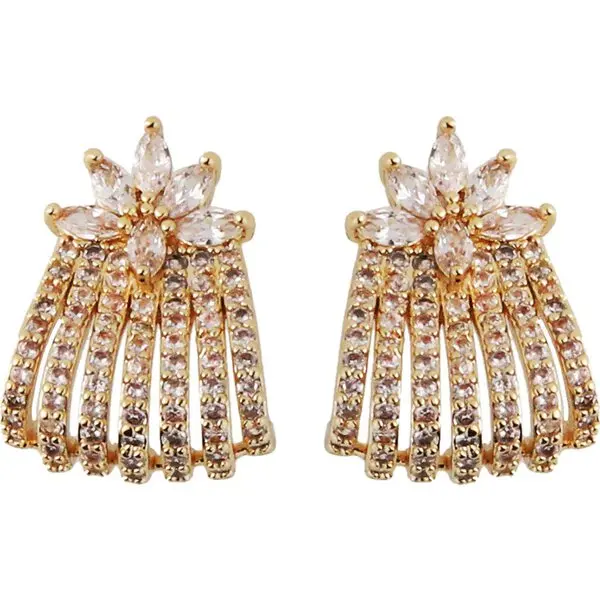 PANACEA Crystal Flower Top Multirow Earrings - Gold