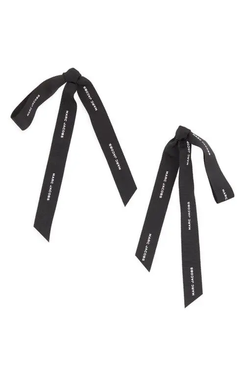 Marc Jacobs Ribbon Bow Drop Earrings - Silver/black