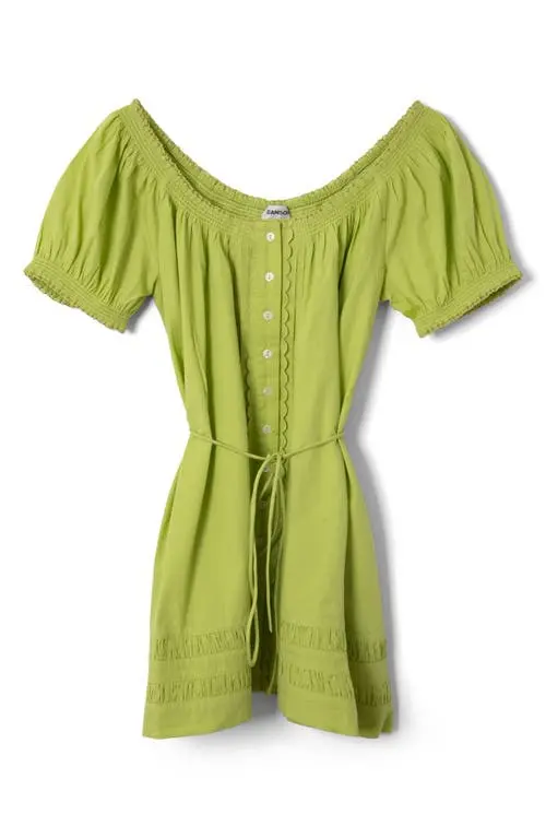 DAMSON MADDER Jayne Organic Cotton Mini Dress - Celery