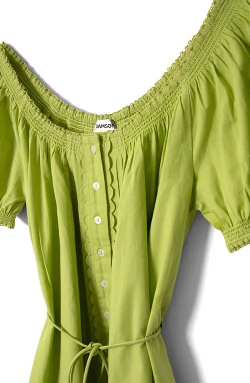 DAMSON MADDER Jayne Organic Cotton Mini Dress - Celery