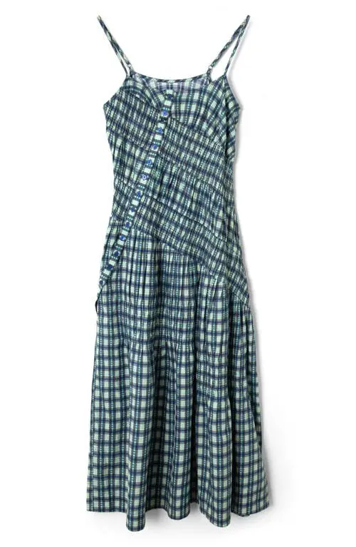 DAMSON MADDER Lyra Check Sleeveless Midi Dress