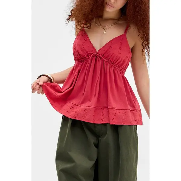 BDG URBAN OUTFITTERS Izzy Babydoll Top - Red