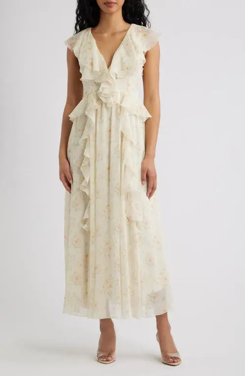 Lulus Bea Cascade Ruffle Midi Dress