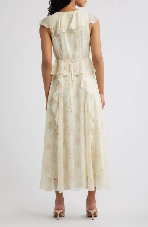 Lulus Bea Cascade Ruffle Midi Dress