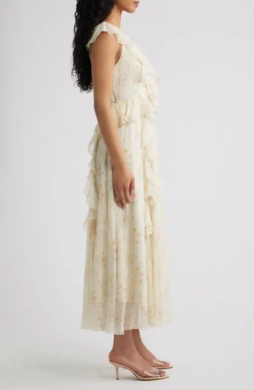 Lulus Bea Cascade Ruffle Midi Dress
