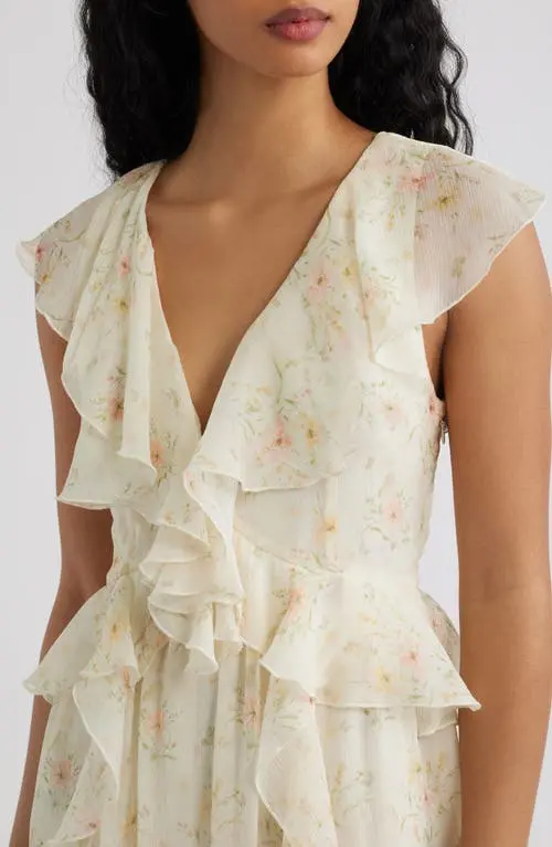 Lulus Bea Cascade Ruffle Midi Dress