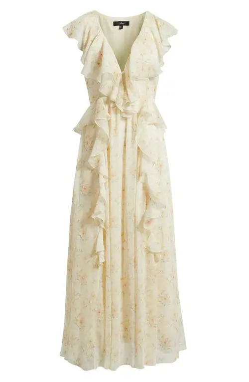 Lulus Bea Cascade Ruffle Midi Dress