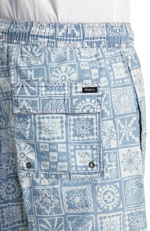 Rvca Escape Cotton Chambray Drawstring Shorts