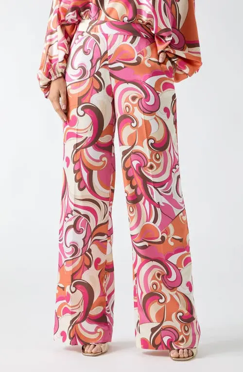 MARCIANO Carmen Print Straight Leg Pants - Brown