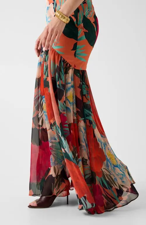 MARCIANO Roma Print Strapless Gown