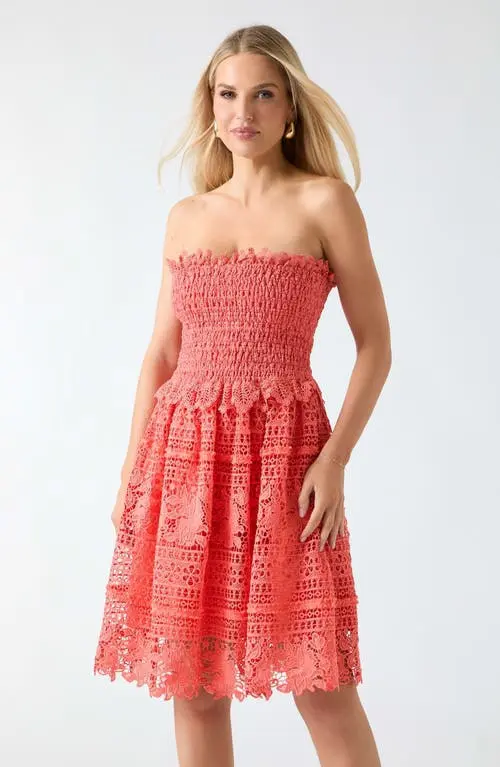 MARCIANO Malene Strapless Lace Dress