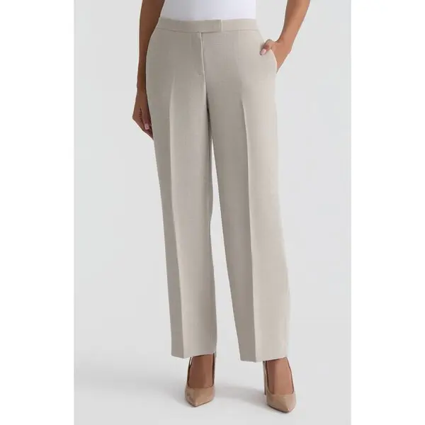 KASPER The Claire Pebble Crepe Pants - Summer Straw