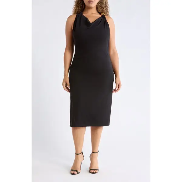 Donna Karan New York Halter Neck Midi Dress With Hardware Detail