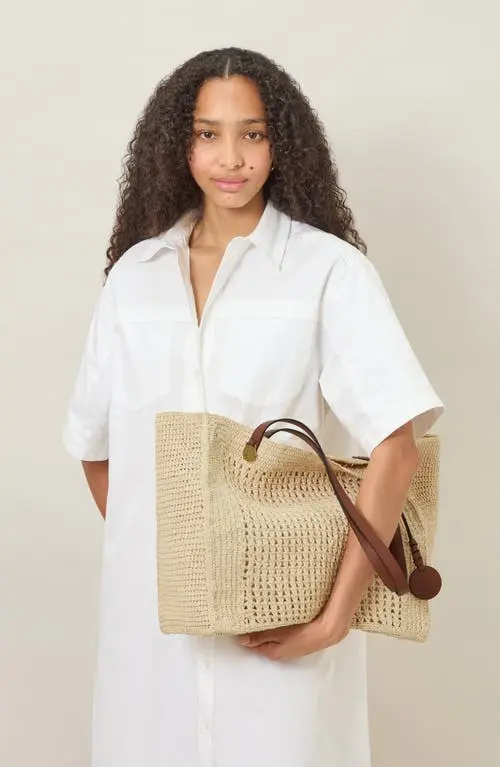 Mulberry Crochet Raffia Tote