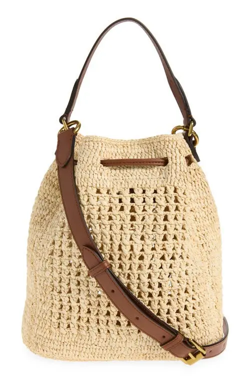Mulberry Small Crochet Raffia Bucket Bag